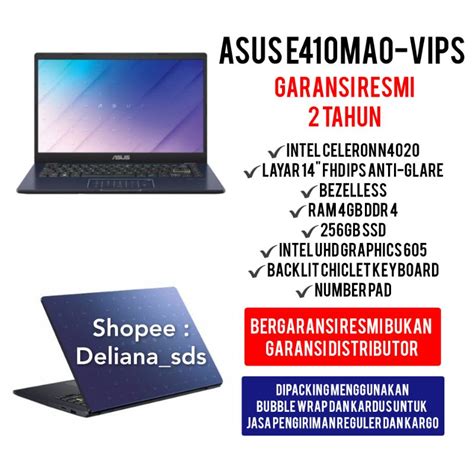 Jual Laptop Asus E410mao Vips Intel Celeron N4020 4gb256gb Garansi