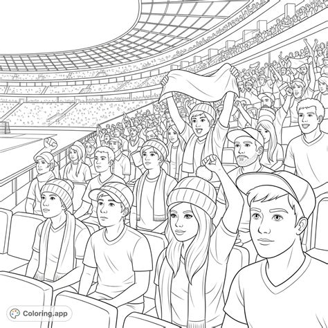 Excited Soccer Stadium Fans Coloring App