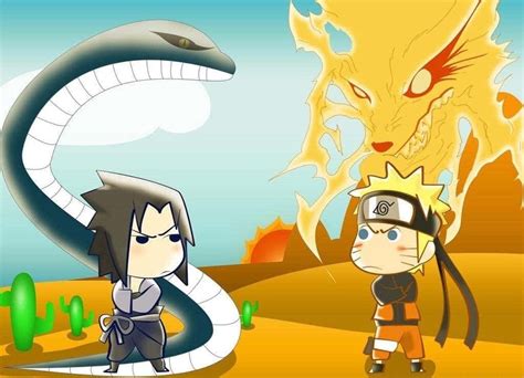 Download Funny Naruto And Sasuke Rivalry Fanart Wallpaper