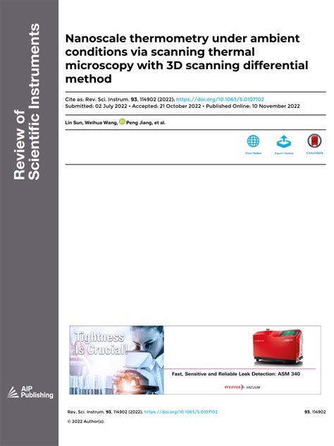 Pdf Nanoscale Thermometry Under Ambient Conditions Via Scanning Thermal Microscopy With 3d
