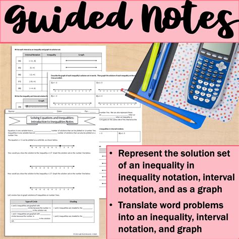 Writing And Graphing Inequalities Guided Notes And Worksheet