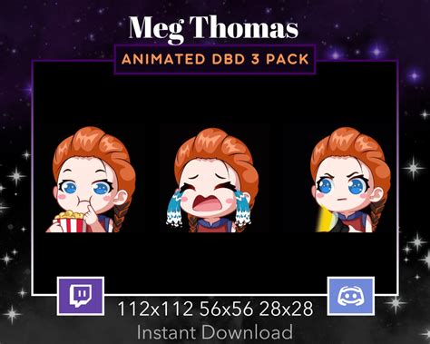 Meg Thomas Dbd Animated Emote 3 Pack Bundle Twitch Discord Dead By Daylight Horror Scary