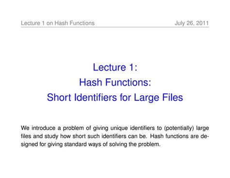 Hash Functions Lecture Series By Ahto Buldas Ppt