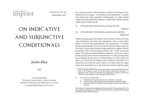 Pdf On Indicative And Subjunctive Conditionals Dokumen Tips
