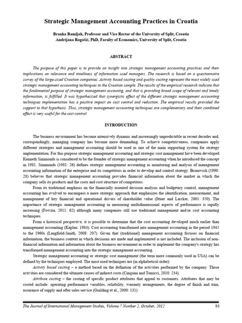 Strategic Management Accounting Practice Pdf Strategic Management