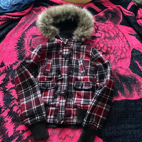 Aeropostale Plad Fur Hooded Jacket Really Nice Depop
