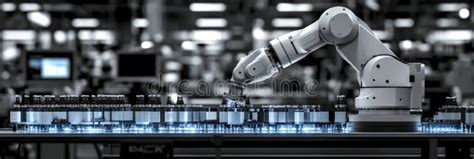 Robotic Arm Assembling Components On Production Line Stock Illustration