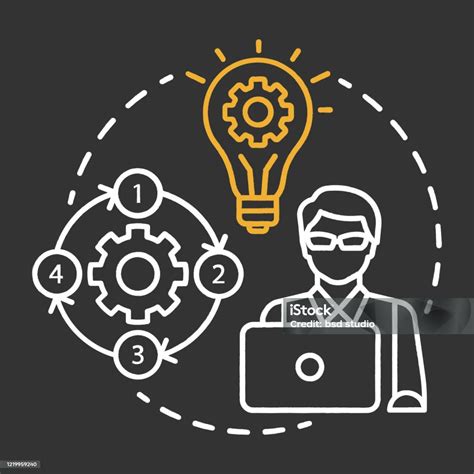 테스트 설계자 분필 개념 아이콘입니다 소프트웨어 개발 아이디어 씬 라인 일러스트 앱 프로그래밍 It 프로젝트 관리 수석 테스트