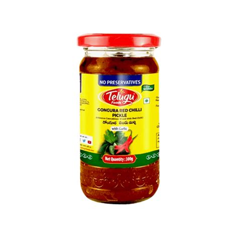 Telugu Foods Gongura Red Chilli Pickle 300 G Indian Grocery Mall