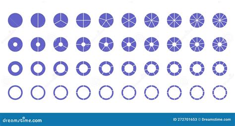 Piechart With Segments And Slices Set Of Circular Chart Round Structure Graph Pie Diagram