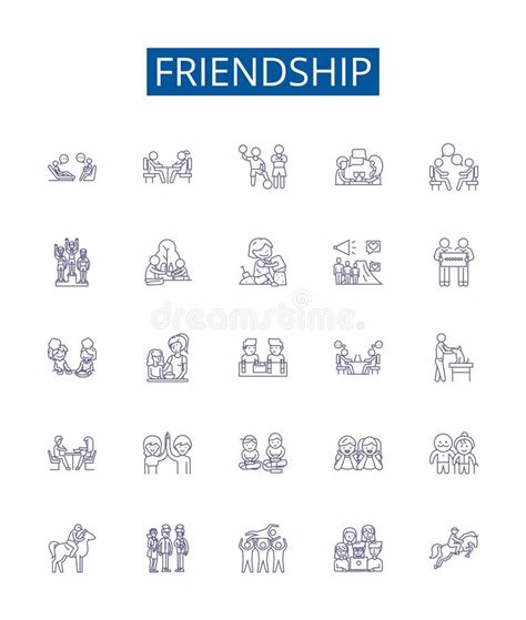 Friendship Line Icons Signs Set Design Collection Of Bonding Companionship Alliance Fellow