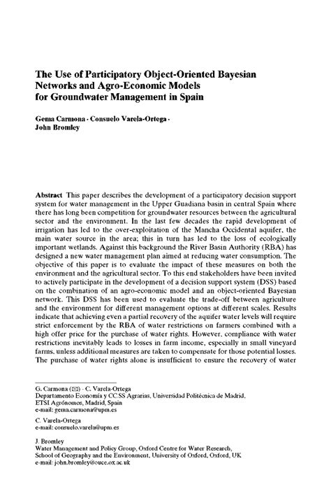 Pdf The Use Of Participatory Object Oriented Bayesian Networks And