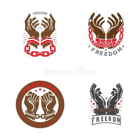 A Pair Of Hands Chained To A Chain With The Text Words Freedom Vector Silhouette Stock