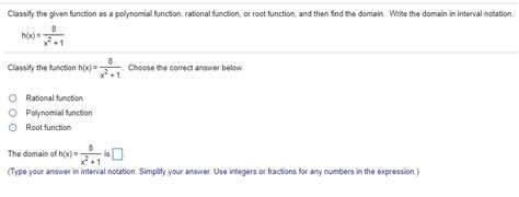 Solved Classify The Given Function As A Polynomial Function