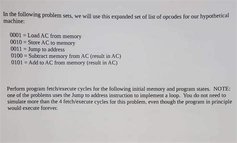 Solved Problem Set Simulation Of Fetch Execute Cycle For Chegg