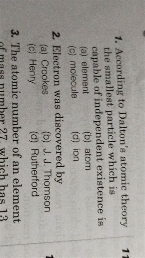 According To Daltons Atomic Theory The Smallest Particle Which Is Capabl