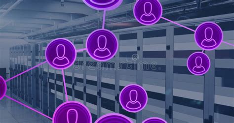 Image Of Network Of Digital People Icons And Computer Servers Stock