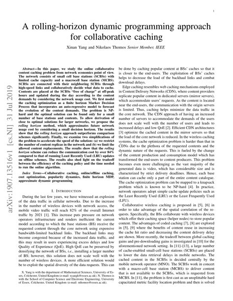 pdf a rolling horizon dynamic programming approach for collaborative caching