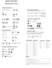 Asvab Math Reference Notespdf Algebra Cheat Sheet Basic Properties