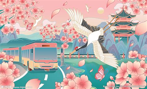 国潮樱花插画设计图 广告设计 广告设计 设计图库 昵图网