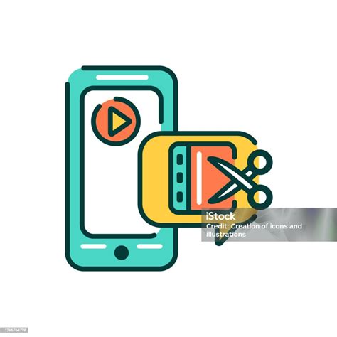 스마트 폰 컬러 라인 아이콘의 비디오 편집기 모바일 응용 프로그램 웹 페이지 모바일 앱 프로모션용 픽토그램 Ui Ux Gui