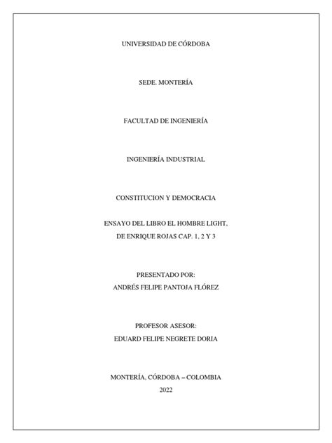 Ensayo De El Hombre Light Andres Felipe Pantoja Florez Pdf