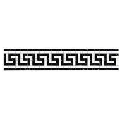 Thassos White Marble 3 12x7 38 Polished Border W Black Greek Key Mm Tile And Stone