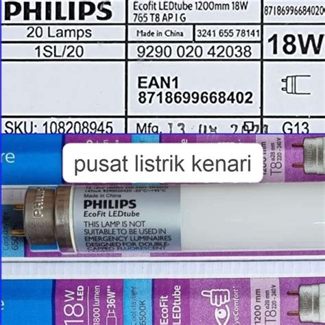 Promo Lampu TL Led Ecofit Philips W TL T Led Philips Watt CM PUTIH Jakarta Pusat