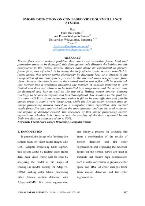 Pdf Smoke Detection On Cnn Based Video Surveillance System