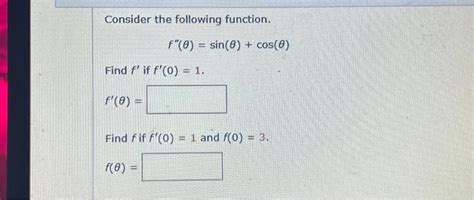 Solved Consider the following function f θ sin θ cos θ Chegg com