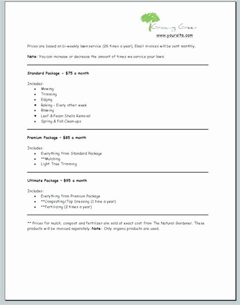 Tree Trimming Estimate Template Fresh Tree Trimming Proposal Template Free Printable Lawn