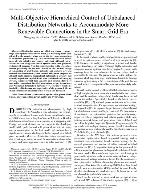 Pdf Multi Objective Hierarchical Control Of Unbalanced Distribution