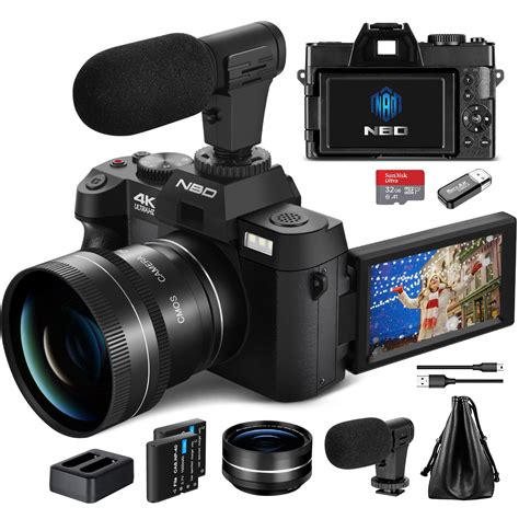 NBD Digital Camera 48MP 4K Video Camera 3 0 Inch Flip Screen Camcorder