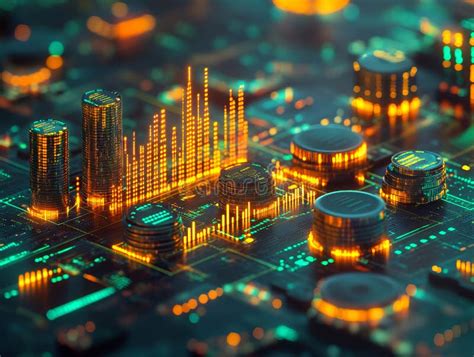 Glowing Investment Charts With Coins And Data Visualization Elements