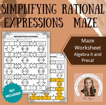 Simplifying Rational Expressions Maze Worksheet TPT