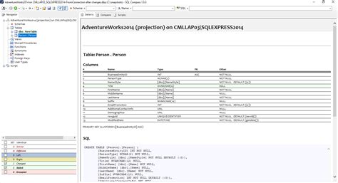 Comparison And Projection Of Databases In Sqlcompass Sqlcompass