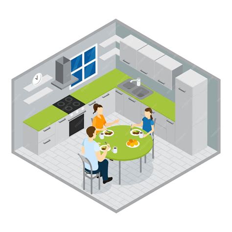 가족 식사 아이소 메트릭 디자인 무료 벡터