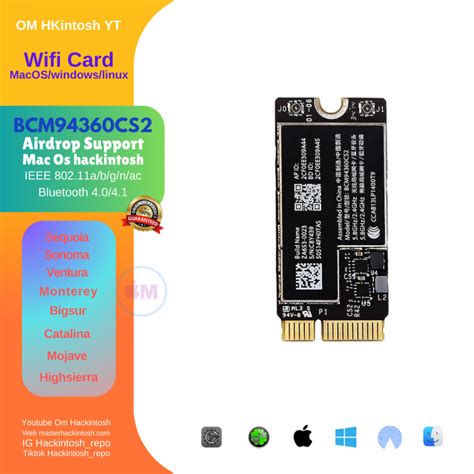 Jual Bcm94360cs2 Wifi Bluetooth Airport Macbook Air 11 13 A1465 A1466 2013 Hackintosh Macos