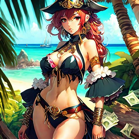 Anime Pirate Wench On A Tropical Beach Digital Art Download Etsy In