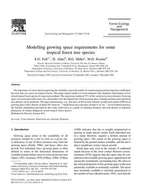 PDF Modelling Growing Space Requirements For Some Tropical Forest Tree Species