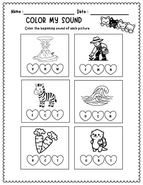 Color My Sound Beginning Sounds Phonics Worksheets By Bunny Prints