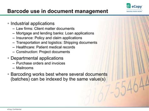 Oce E Copy Barcode Recognition Services Ppt