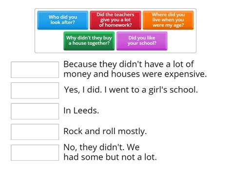 Match Questions 1 6 With Answers A F Match Up
