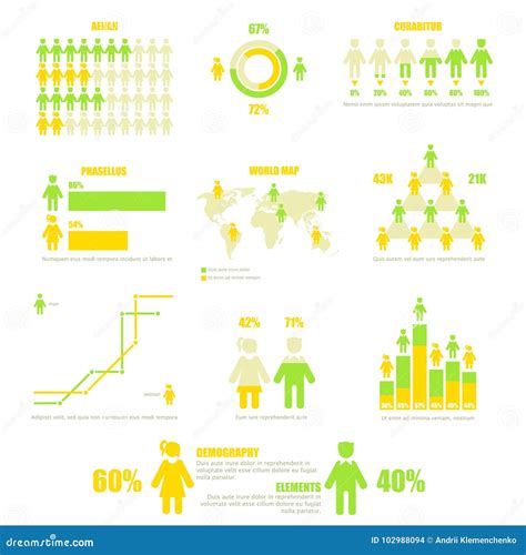 Set Of Infographic Demography Elements Vector Illustration
