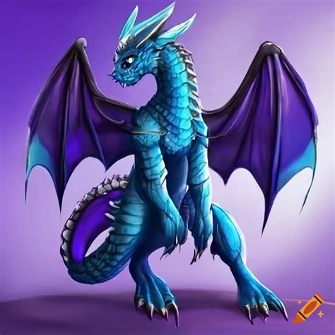 Anthro Dragon With Blue Scales And Wings On Craiyon