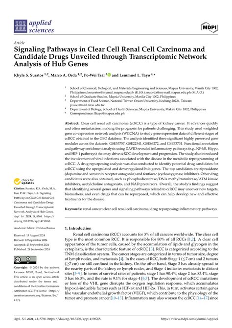 Pdf Signaling Pathways In Clear Cell Renal Cell Carcinoma And Candidate Drugs Unveiled Through