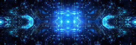 Futuristic Deep Blue Neural Network Patterns With A Central Node