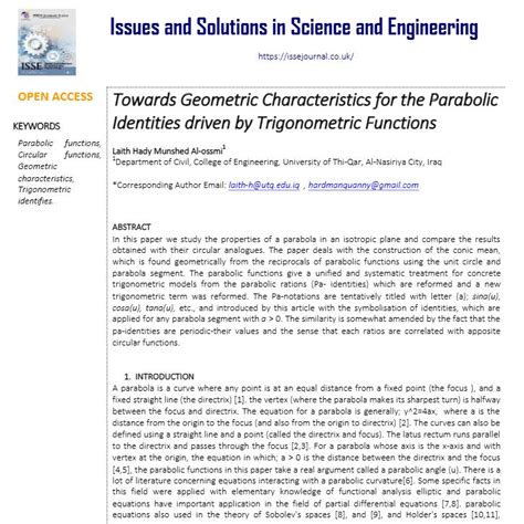 Asst Prof Dr Laith Hady M Al Ossmi On Linkedin Towards Geometric Characteristics For The