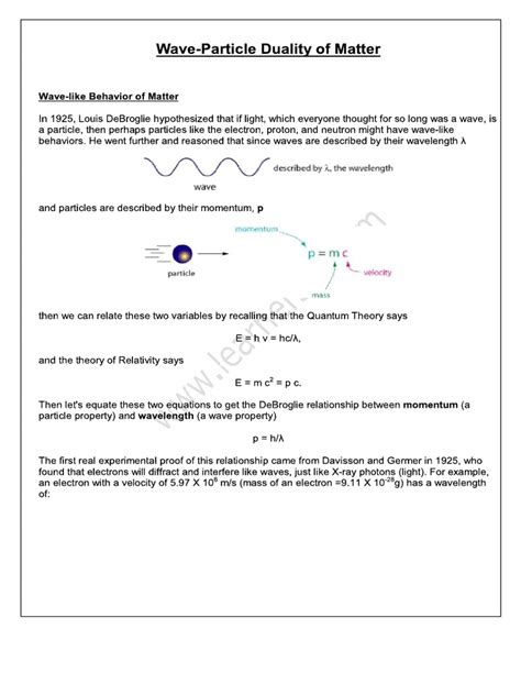 Wave Particle Duality Of Matter Pdf