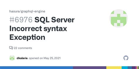 Sql Server Incorrect Syntax Exception · Issue 6976 · Hasuragraphql